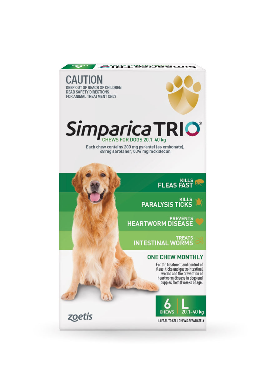 Simparica Trio 20.1-40kg Green 6pk – The Pet Connection
